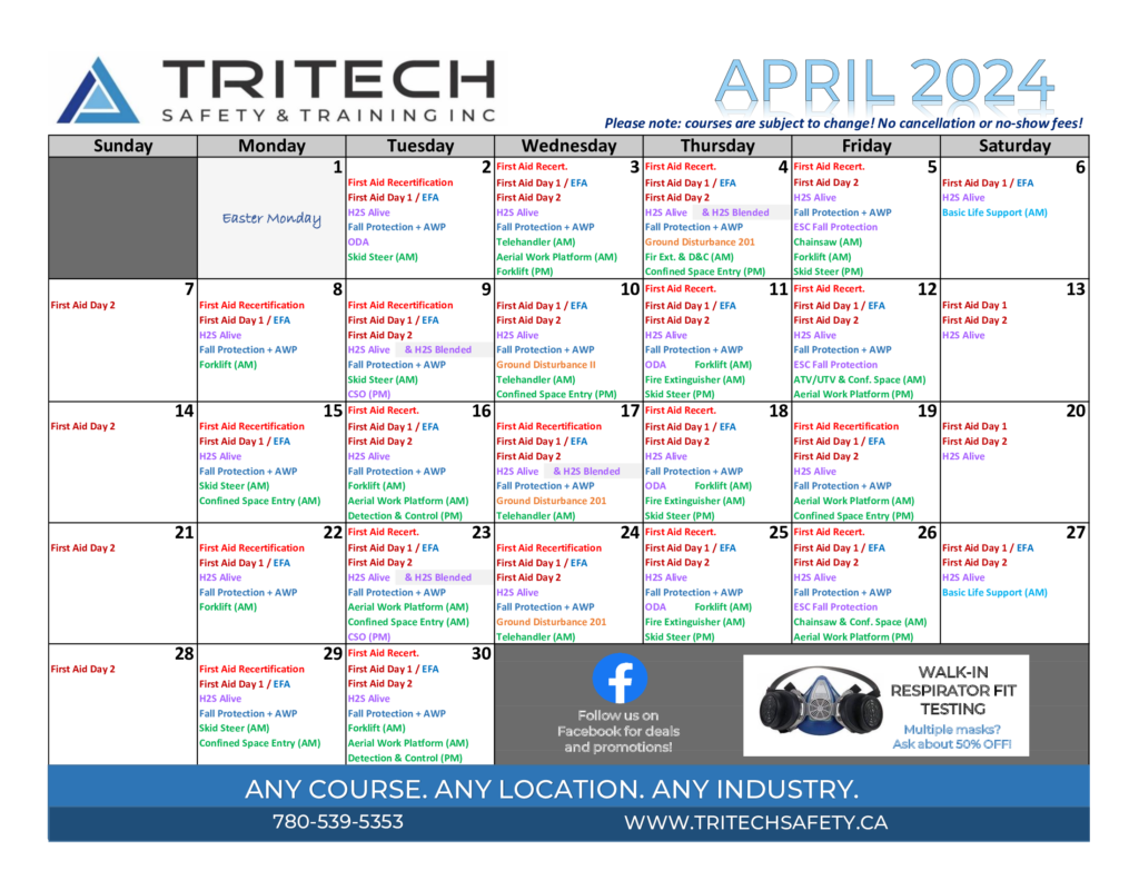 Calendar - TriTech Safety & Training