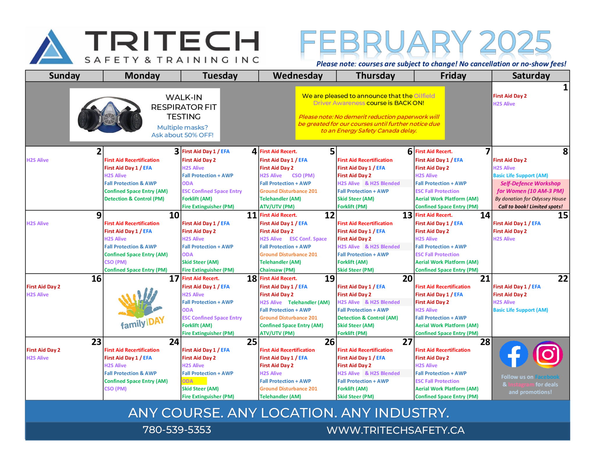 Calendar - TriTech Safety & Training